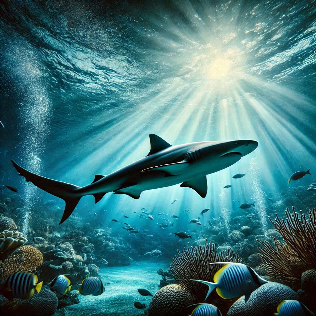 Majestic Shadows: The Underwater Dance of Sharks 🦈