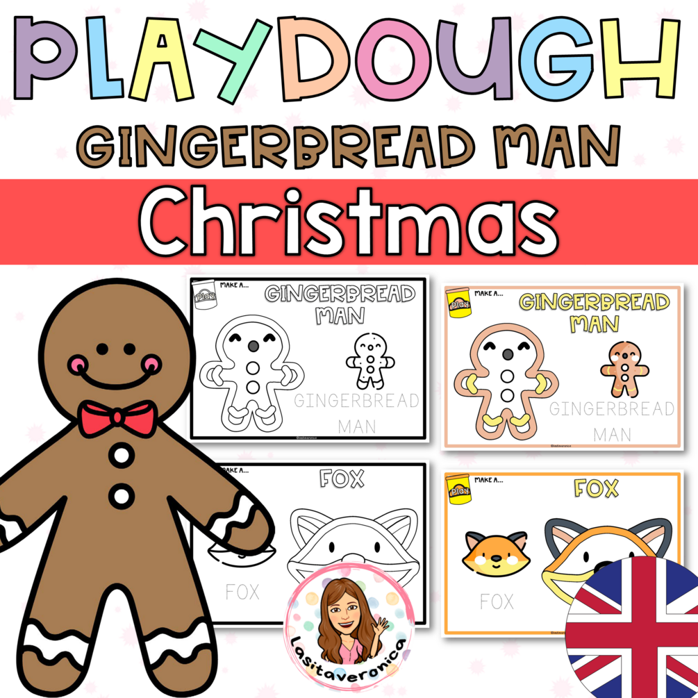 Plastilina de Hombre de jengibre. / Gingerbread Man Play Dough Mats ENGLISH
