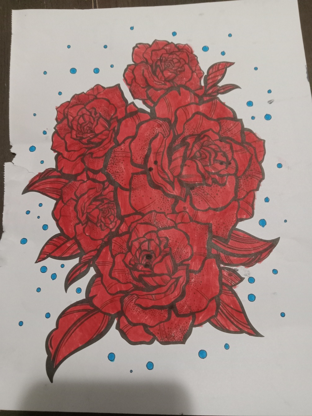 Pre-made red roses paper