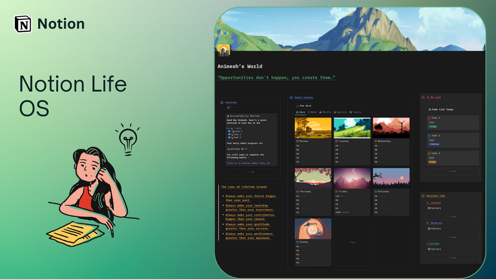 Notion LIfe OS Student Dash-board