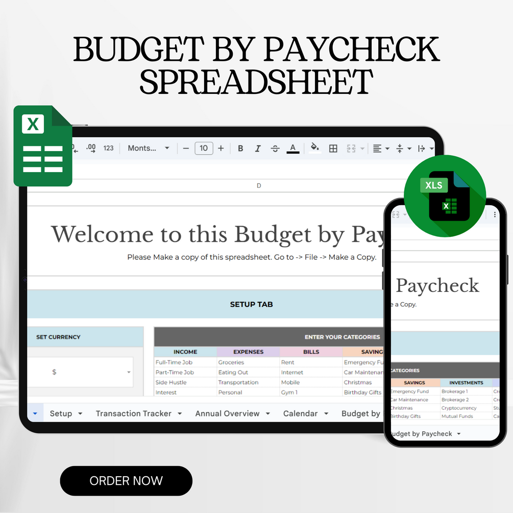 BUDGET BY PAYCHECK SPREAD SHEET – Editable Google Sheets & Excel for ...