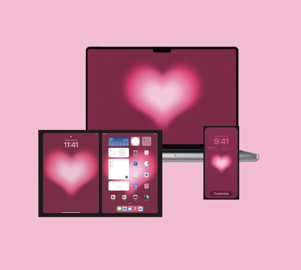 Maroon aura heart wallpaper set