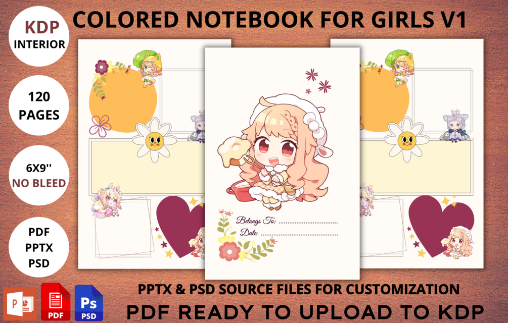 Colored Notebook for Girls V1 - KDP Interior