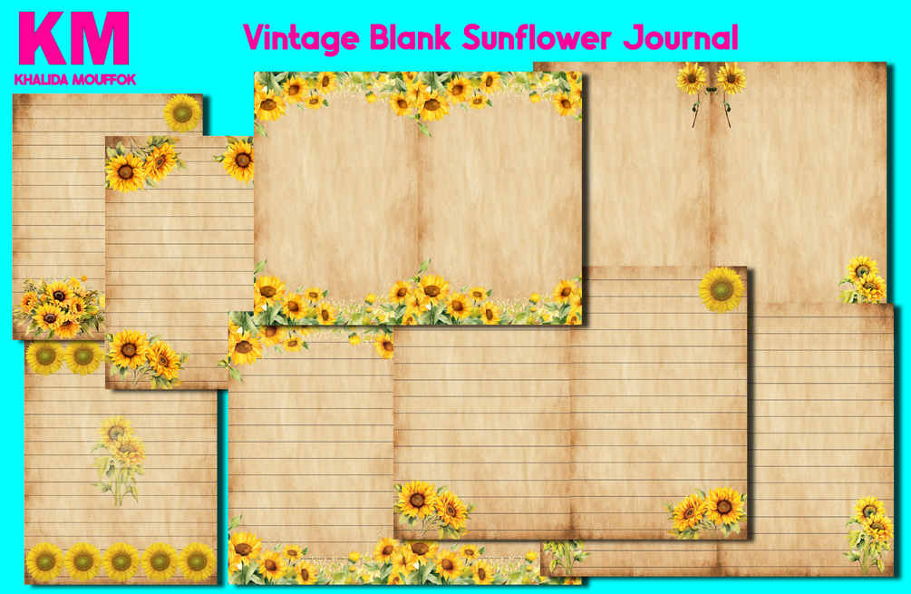 Vintage Blank Sunflower Journal