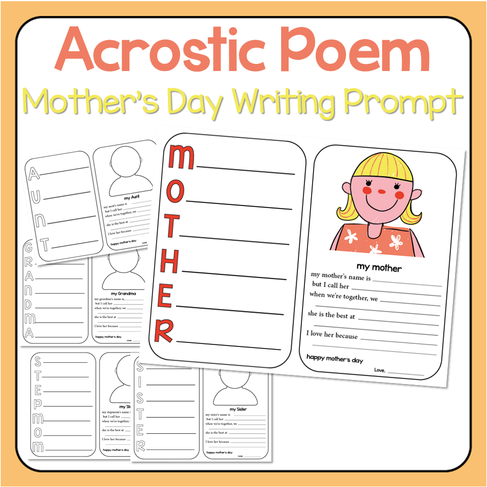 Acrostic Poem - Mother's Day writing prompt activity