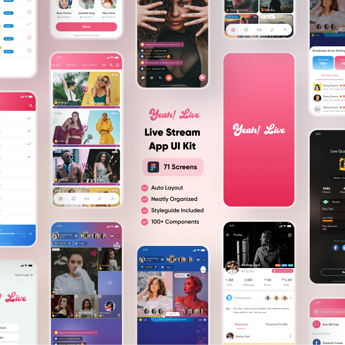 Yeah! Live - Stream App UI Kit || Auto Layout 2022 - Akshay Syal