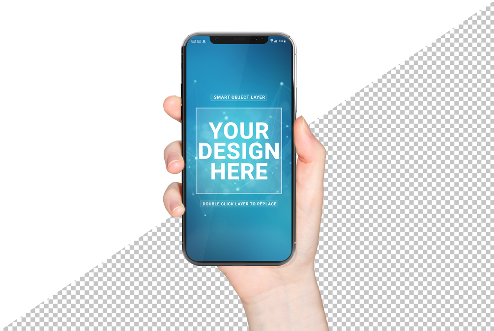 Isolated Iphone 11/X in Woman Hand PSD MOCKUP