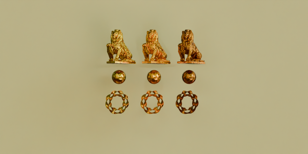 3 Gold PBR Materials - 4K Seamless Texture Pack