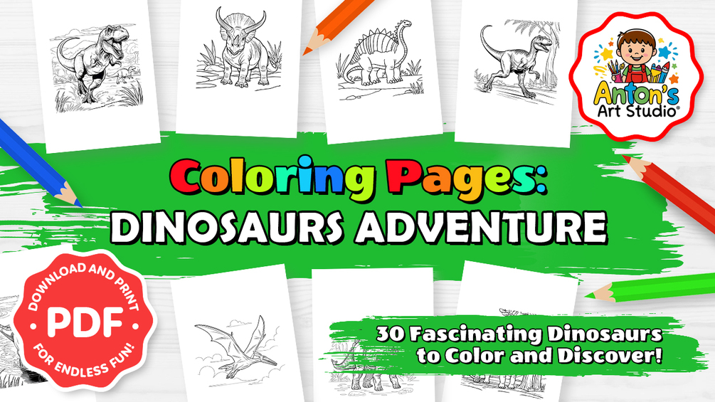 Coloring Pages: Dinosaurs Adventure | 30 Engaging PDF Illustrations for ...