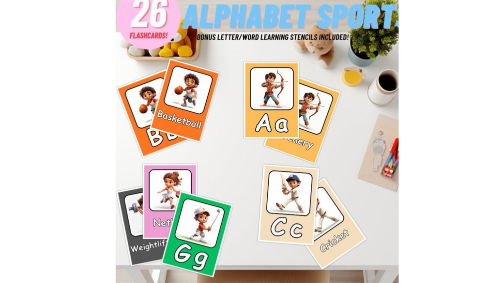 Alphabet Sports Flashcards, Educational Printable
