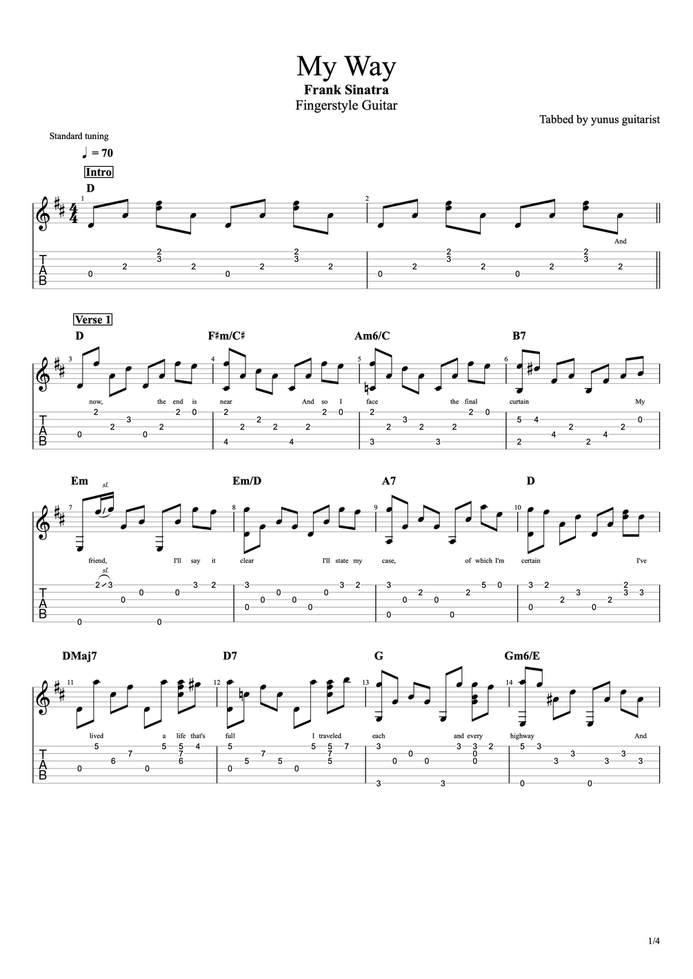TAB. My Way - Frank Sinatra (PDF)