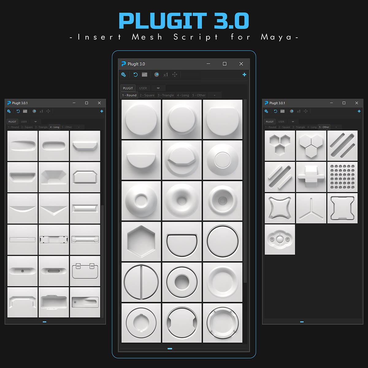 PLUGIT 3.0 - Hard Surface Insert Mesh Script for Maya - OFFICIAL RELEASE - Wizix
