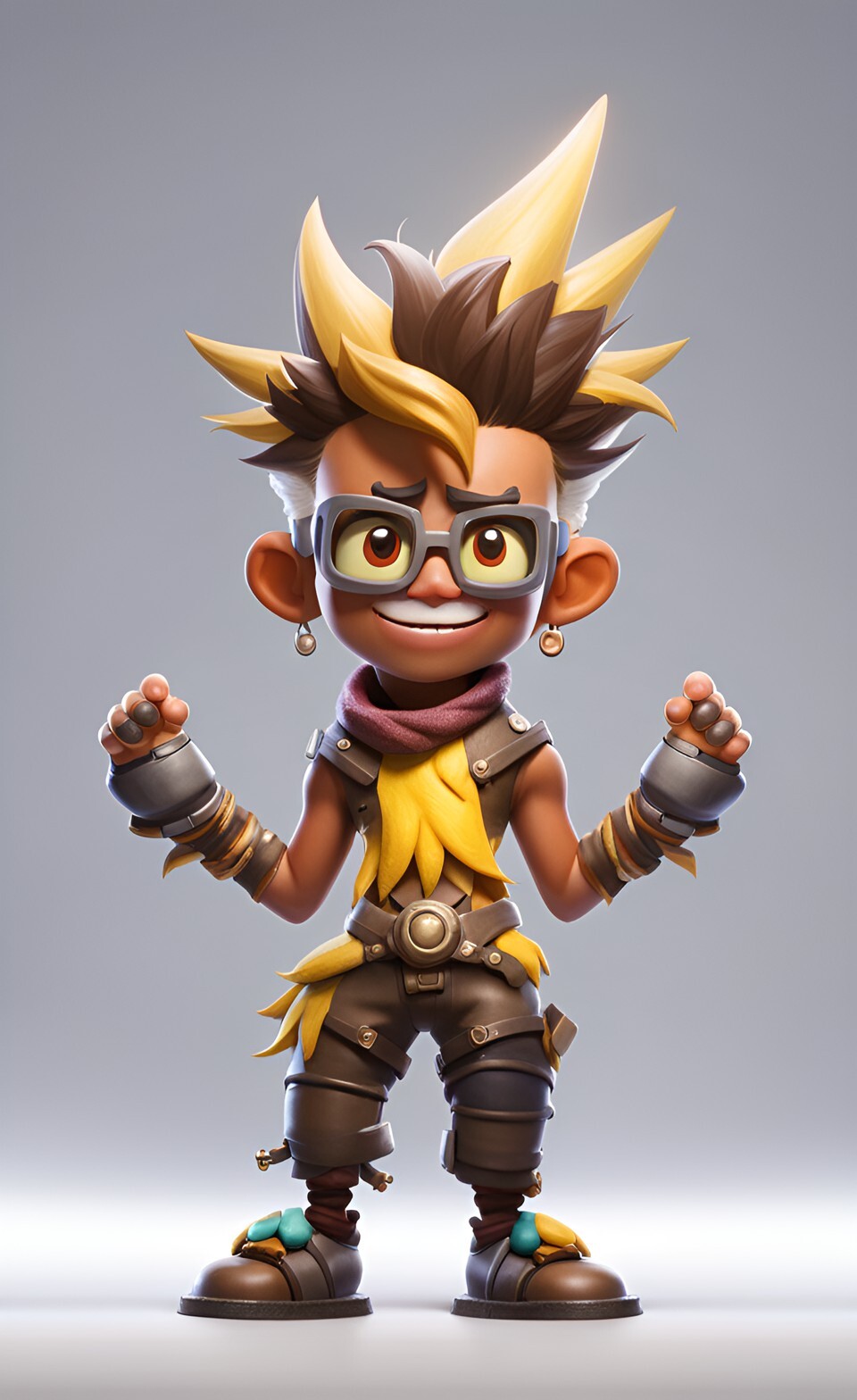 a cartoon character of a guy with a mohawk and gl