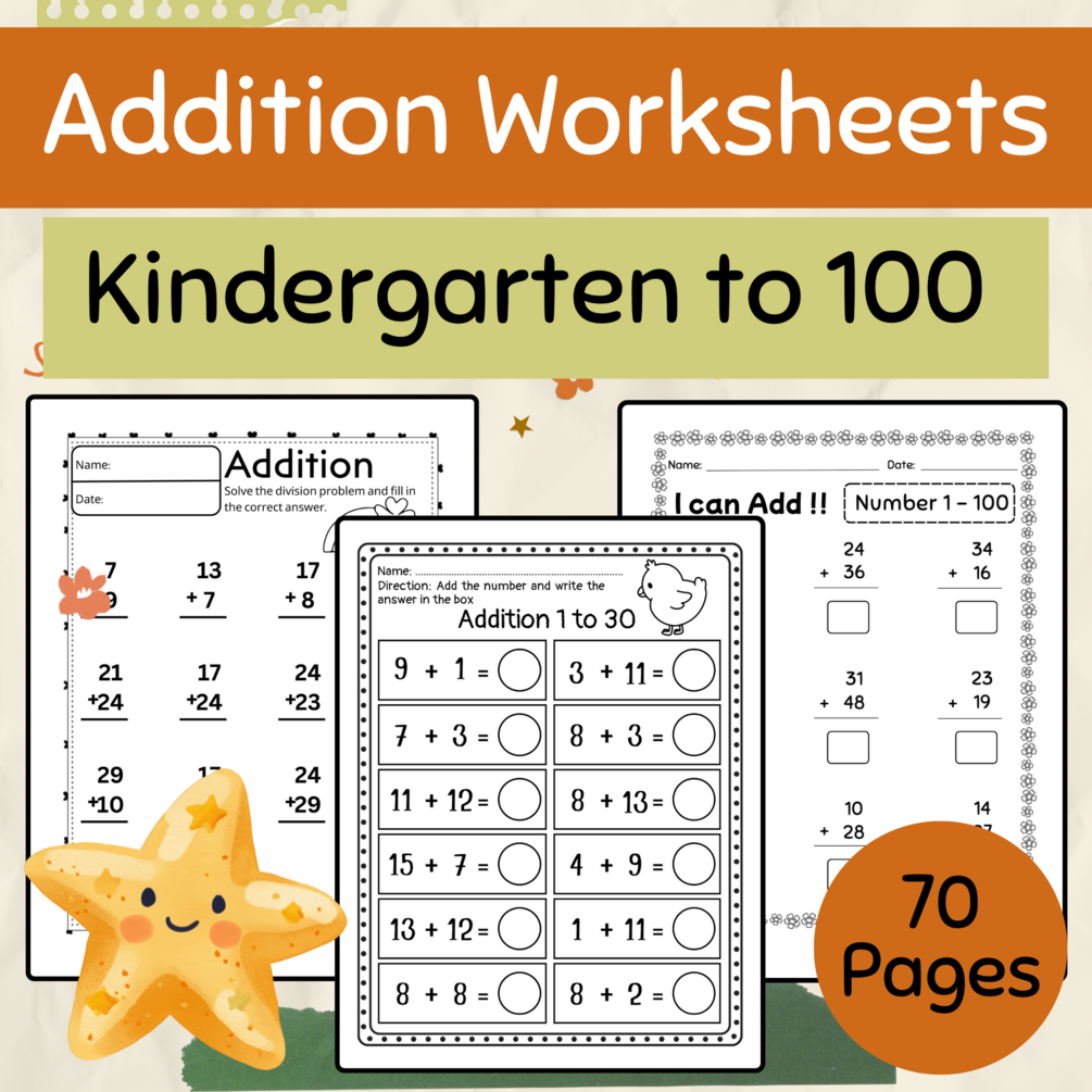 Counting on Addition Worksheets Kindergarten | Addition Number 1-100
