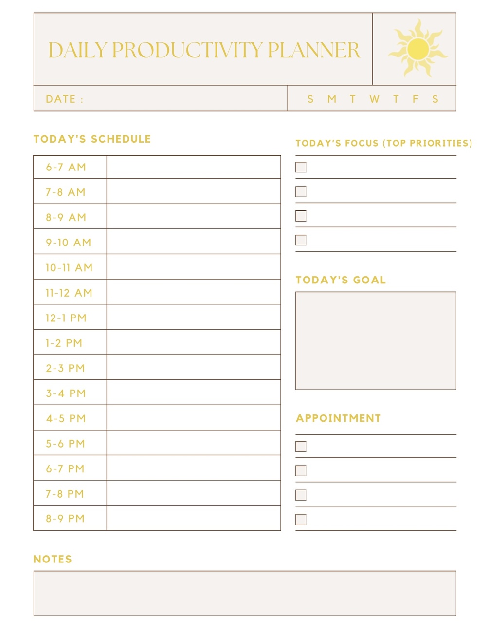 Minimal daily productivity planner – PDF