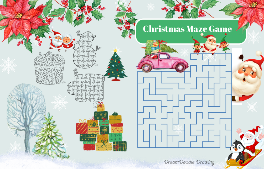 Printable Christmas Maze Adventure PDF
