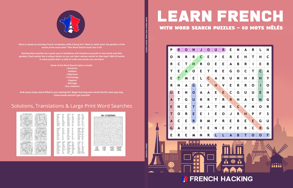 Learn French With Word Searches - 68 Mots Mêlés (Downloadable PDF)