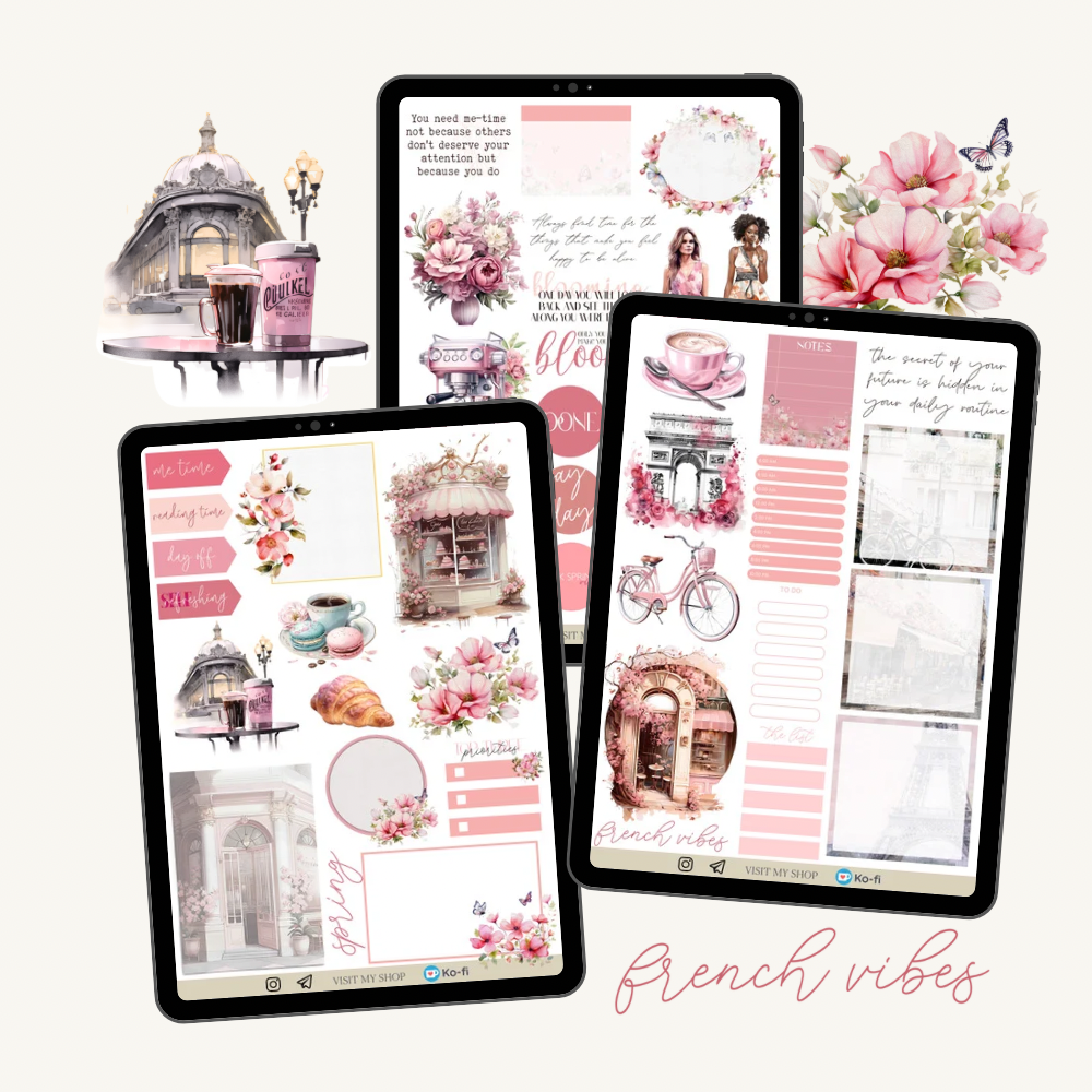 Royal Pink stickers, GoodNotes & PNG