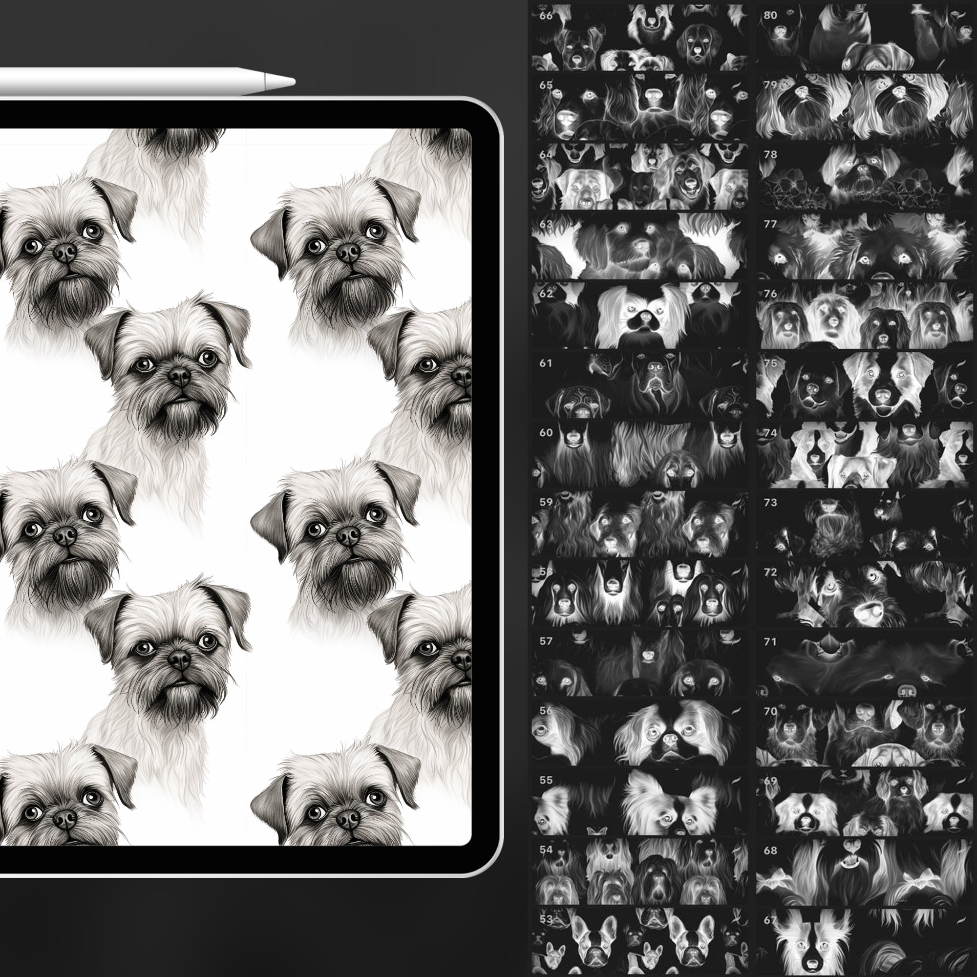 80 Procreate Dogs Patterns Collection