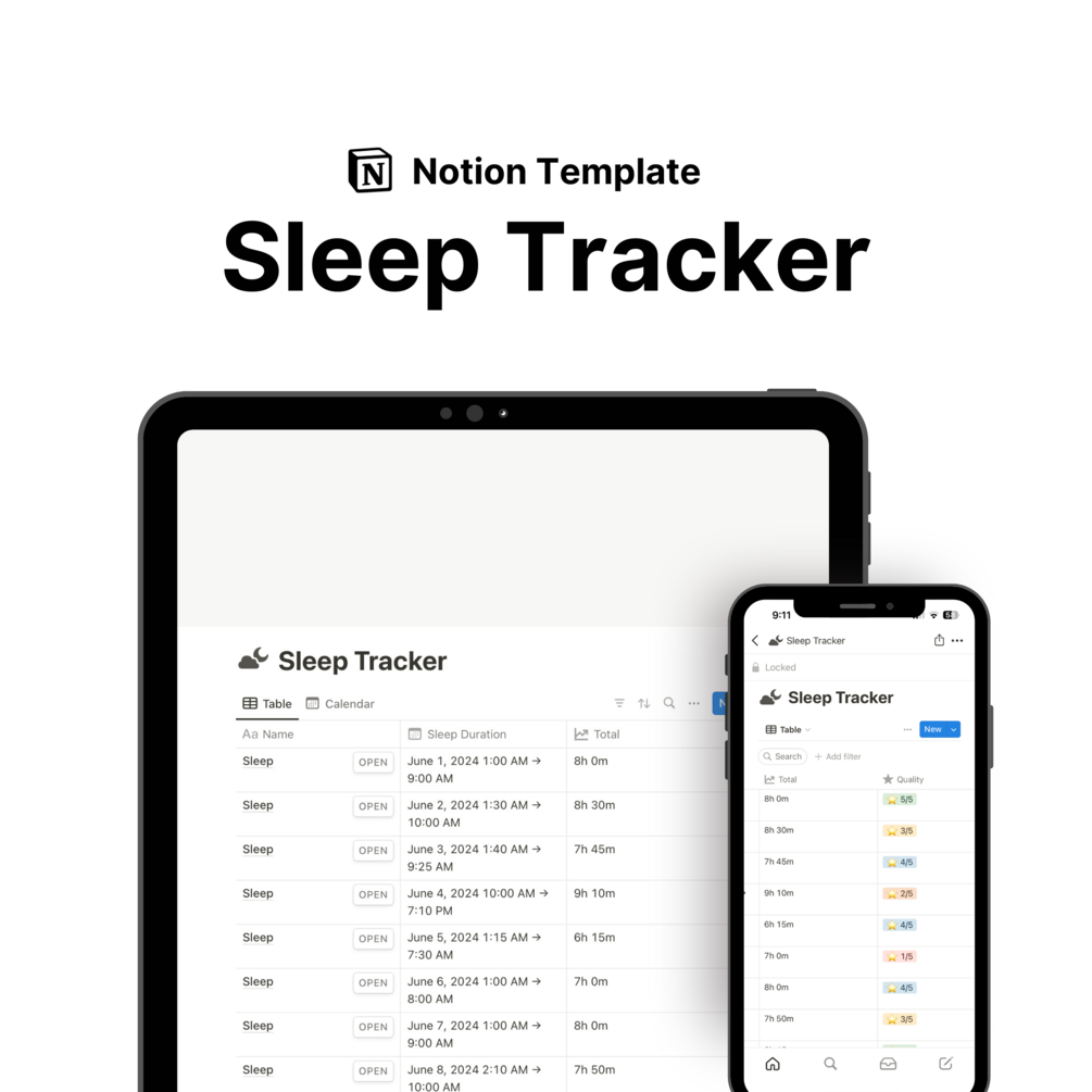 Notion Sleep Tracker Template