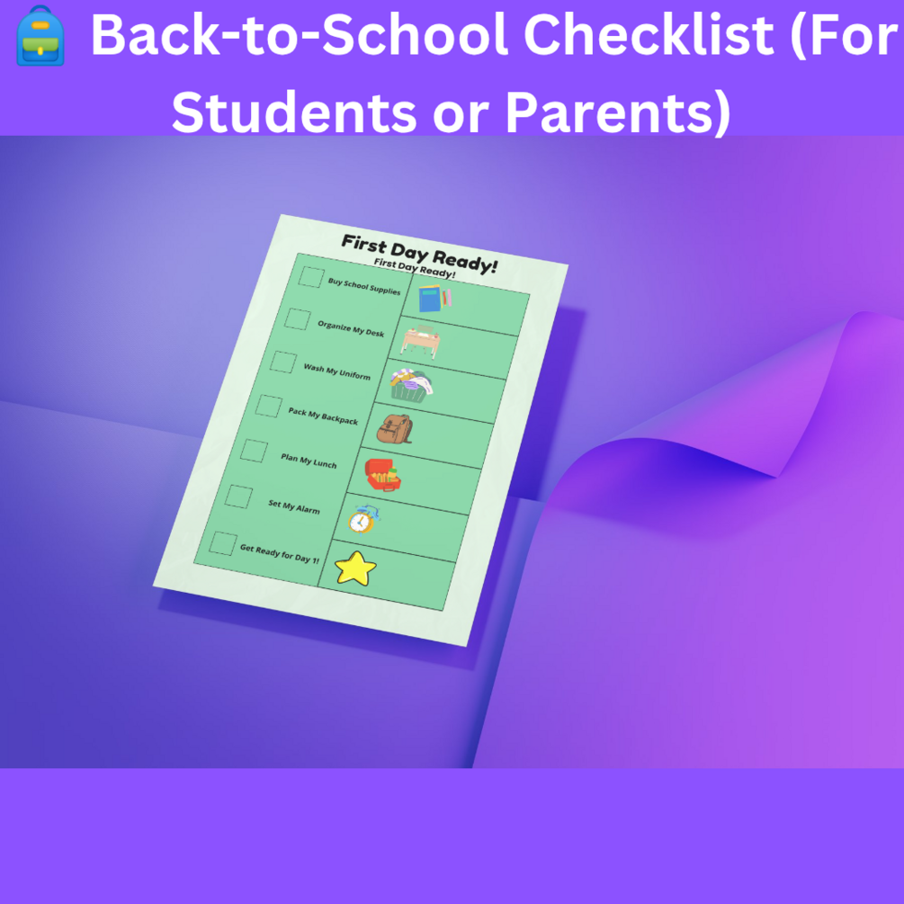 Back to School Checklists for Kids & Parents – 5 Printable Pages (PDF ...