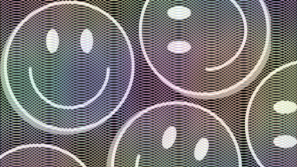 GRAY RETRO SMILEY FACE PATTERN