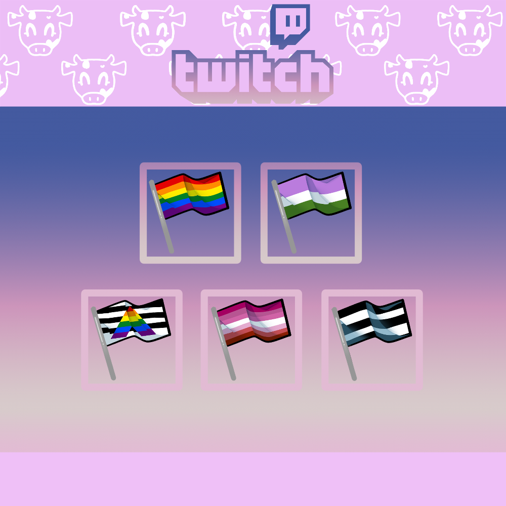 💜 [FREE] 11 cute LGBTQ Flag Emotes - Rdy2use 💜