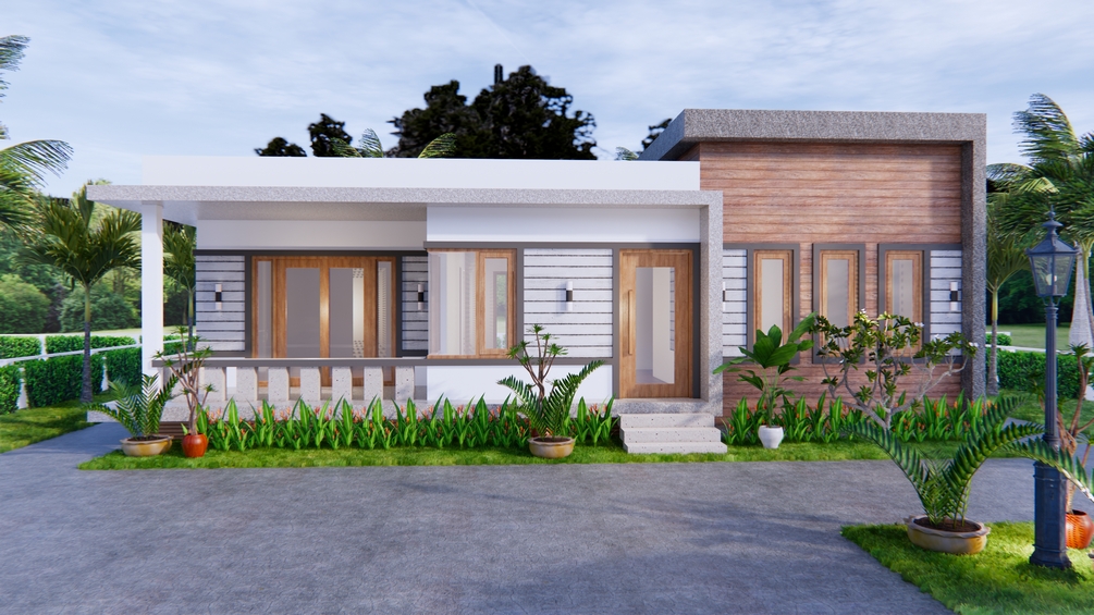 40x40 One Level House Plans 12x12 Meters 3 Beds Full Plans