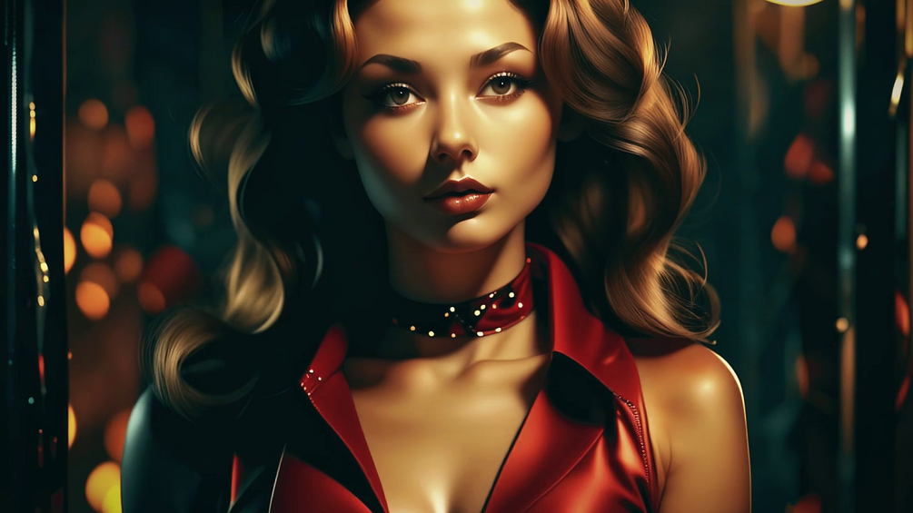 A mesmerizing VJ loop featuring a glamorous woman with dark hair and ...