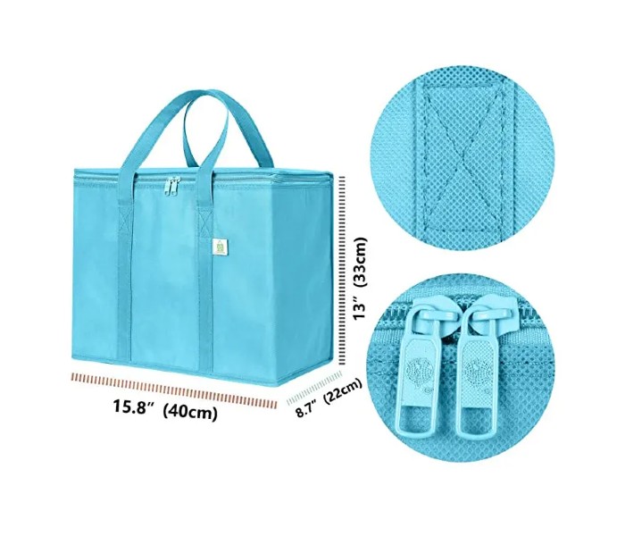 Light Blue Eco-Friendly Foldable Grocery Tote Delivery Bag