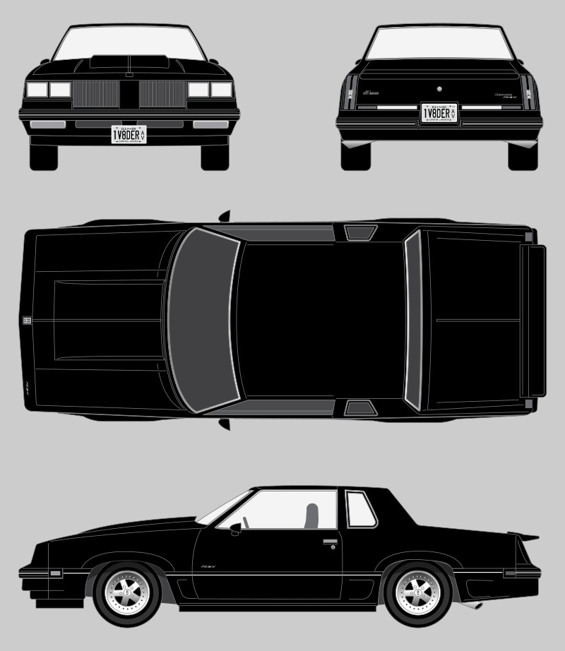 1985 OLDSMOBILE 442 FE3-X SHOW CAR Car Blueprint PDF SVG Vector File.