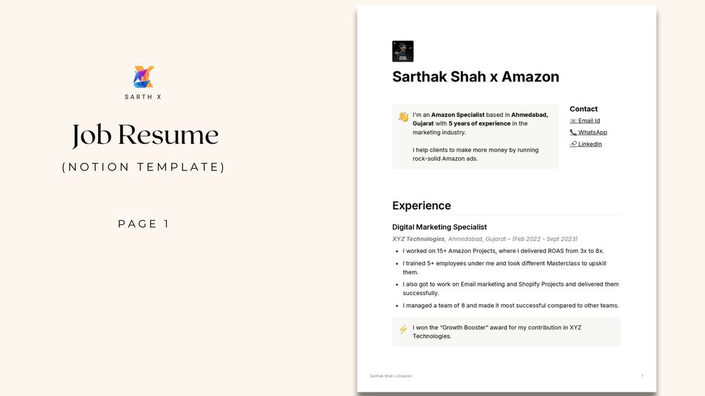 Job Resume Template – Notion Editable, Modern & Clickable Online CV ...