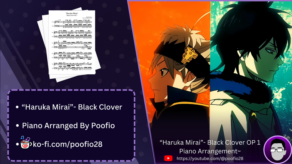 🎹 [ FREE Sheet] MIDI for Piano | "Haruka Mirai" - Black Clover OP