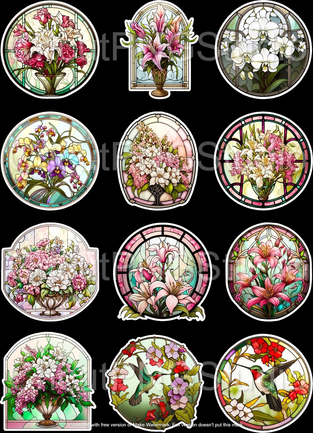Stained Glass PNG file for Sticker Making 3