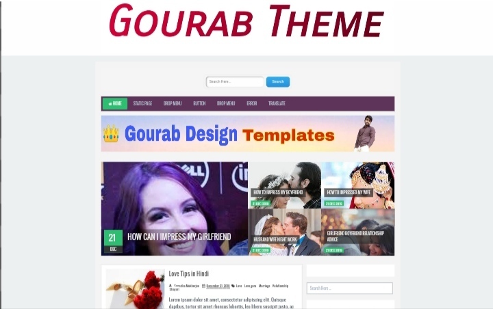 Gourab Theme Blogger Template