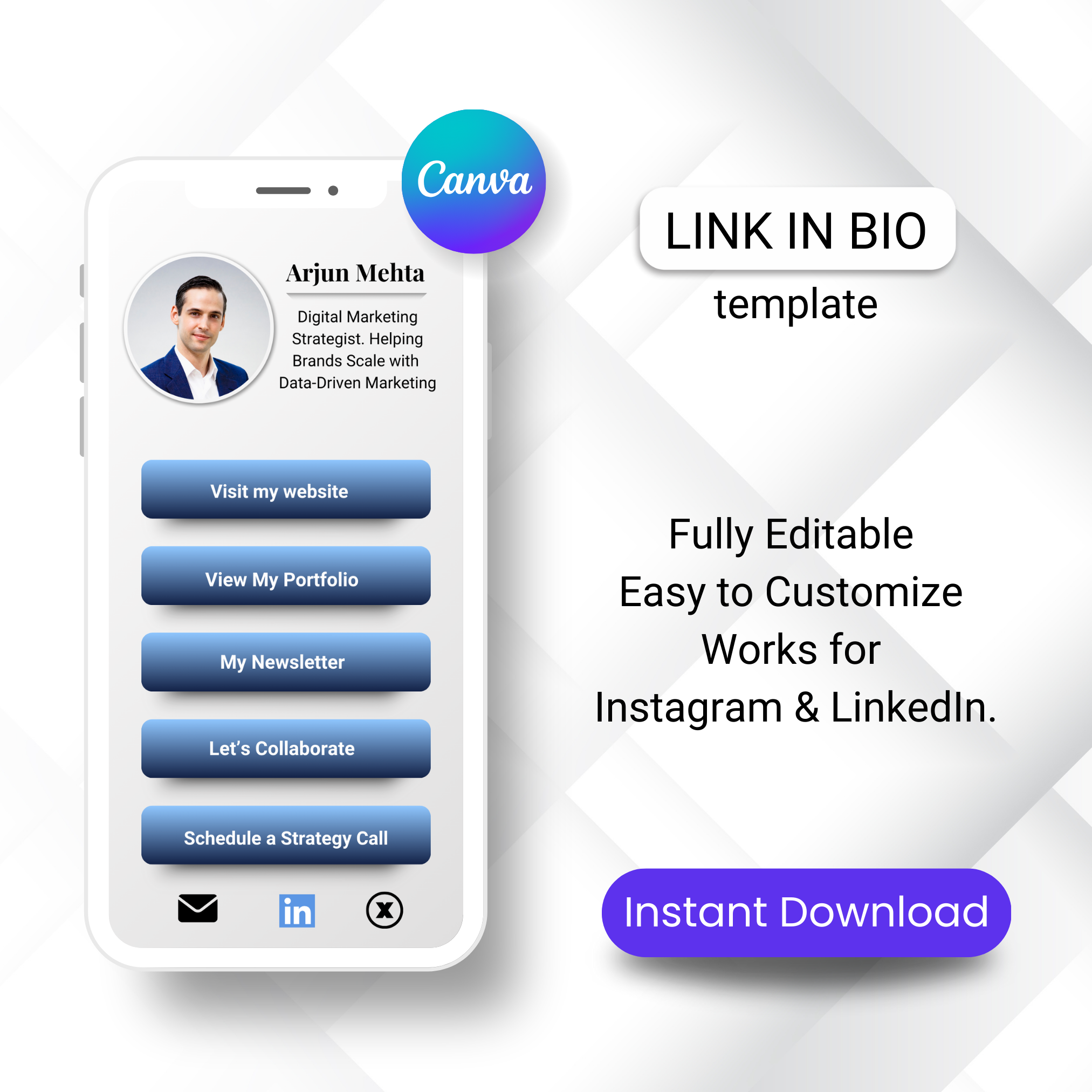 Link in Bio Template | Editable Canva Mobile Website for Instagram & TikTok