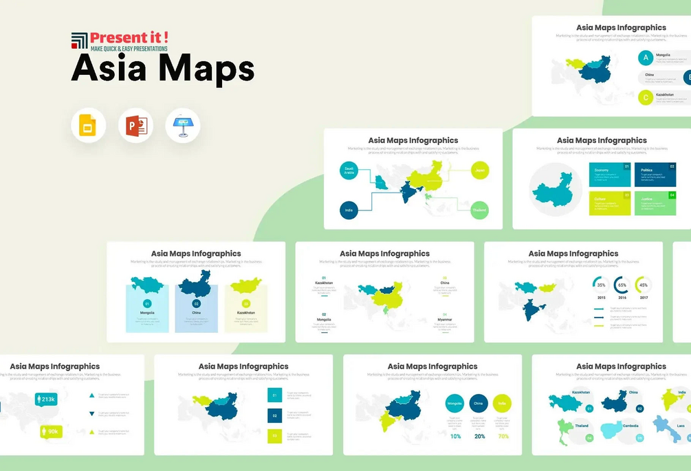 Asia Maps Infographics By Present It