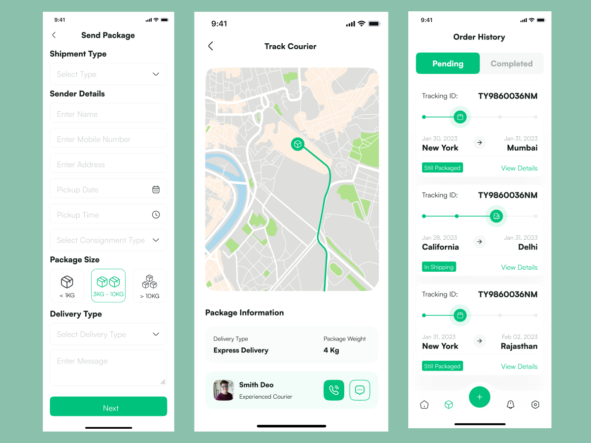 Courier App UI Kit Mobile App Design Page