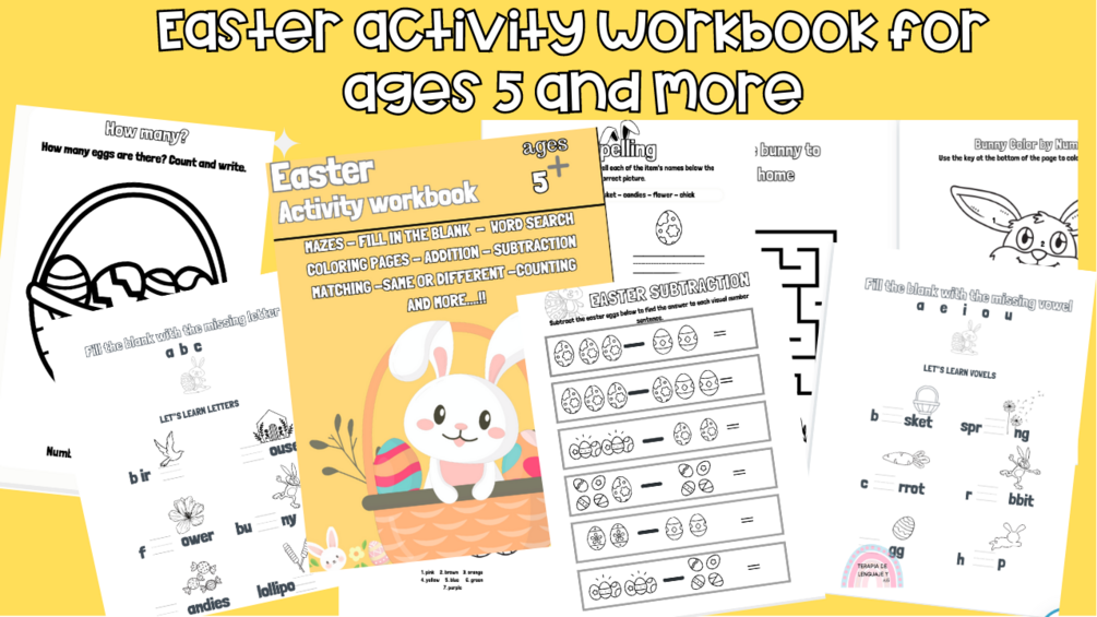 Easter Activity Workbook for Kids Ages 5 Easter Gift Idea for Girls and ...