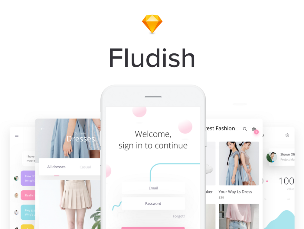 Fludish — Fluent iOS UI Kit designed for Sketch