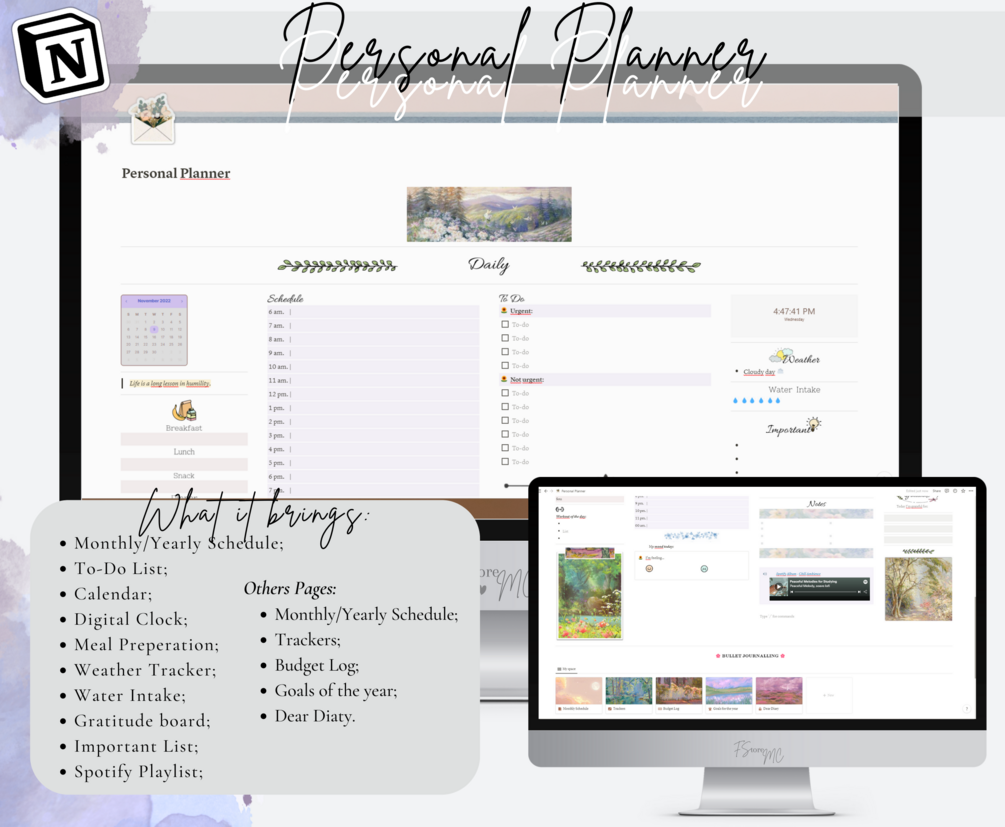 Notion Personal Planner: Daily, Monthly, Yearly | Budget | Trackers ...