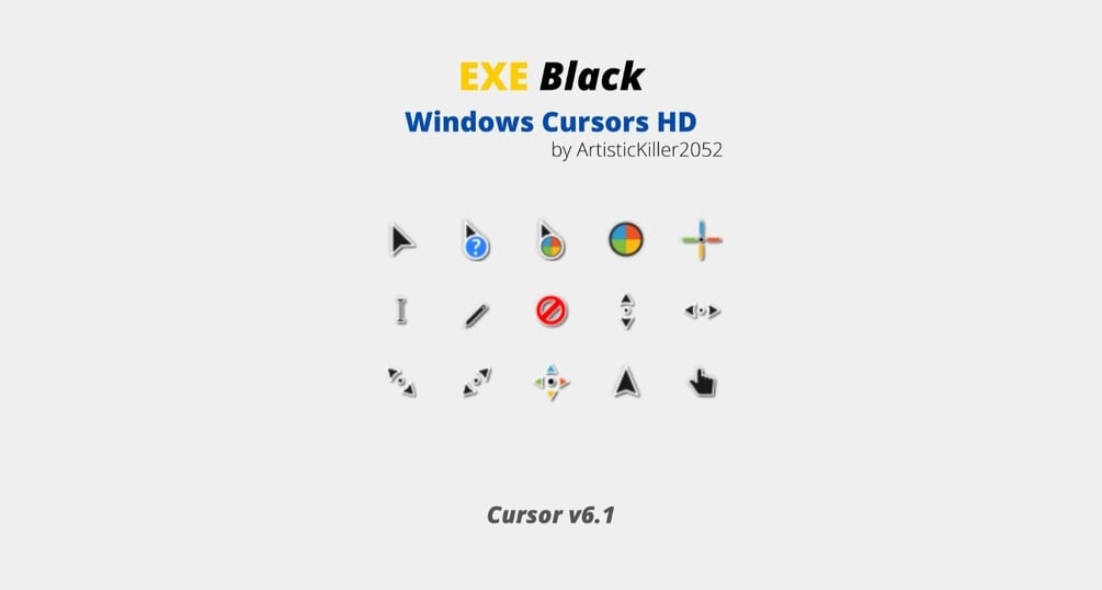 EXE v6.1 Black Cursor HD Windows 11/10/7