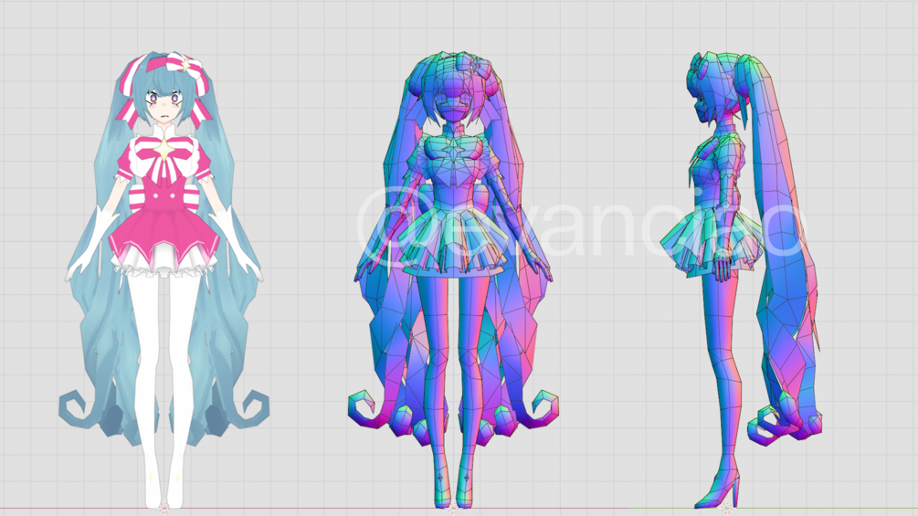"retry now" miku - low poly model