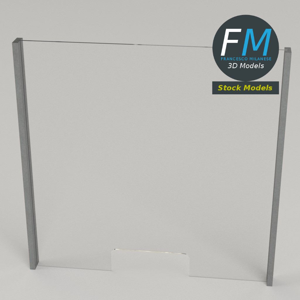 3D MODEL - Plexiglass sneeze guard panel