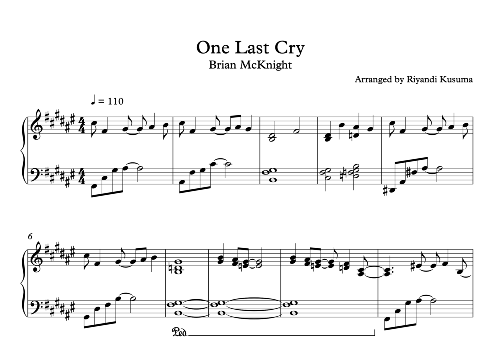 One Last Cry - Brian McKnight (Sheet Music)