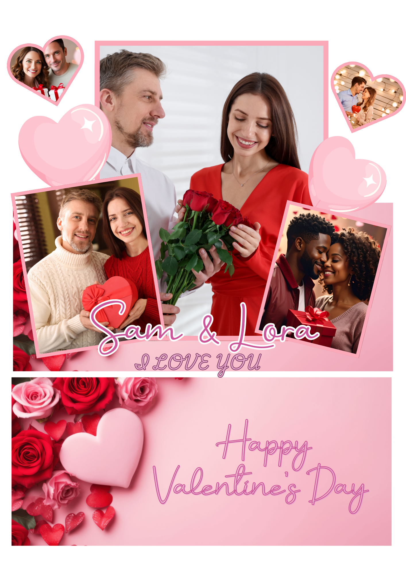 Valentine’s Day Photo Collage Frame – Editable Canva Template