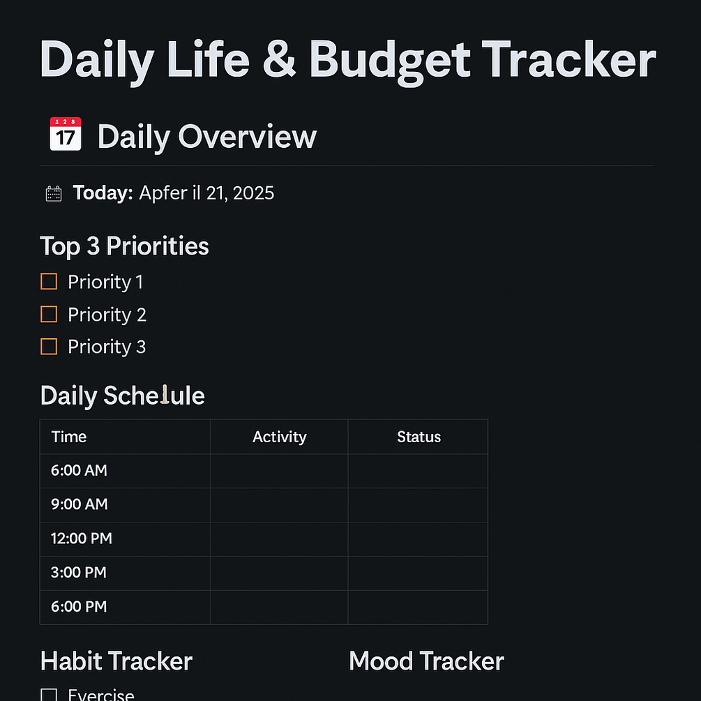 Daily Life & Budget Notion Template