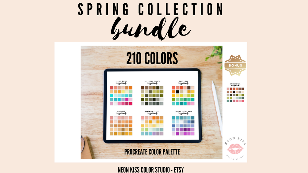 Spring Procreate Palette Bundle – 6 Pastel & Earthy Color Sets + 1 Free ...