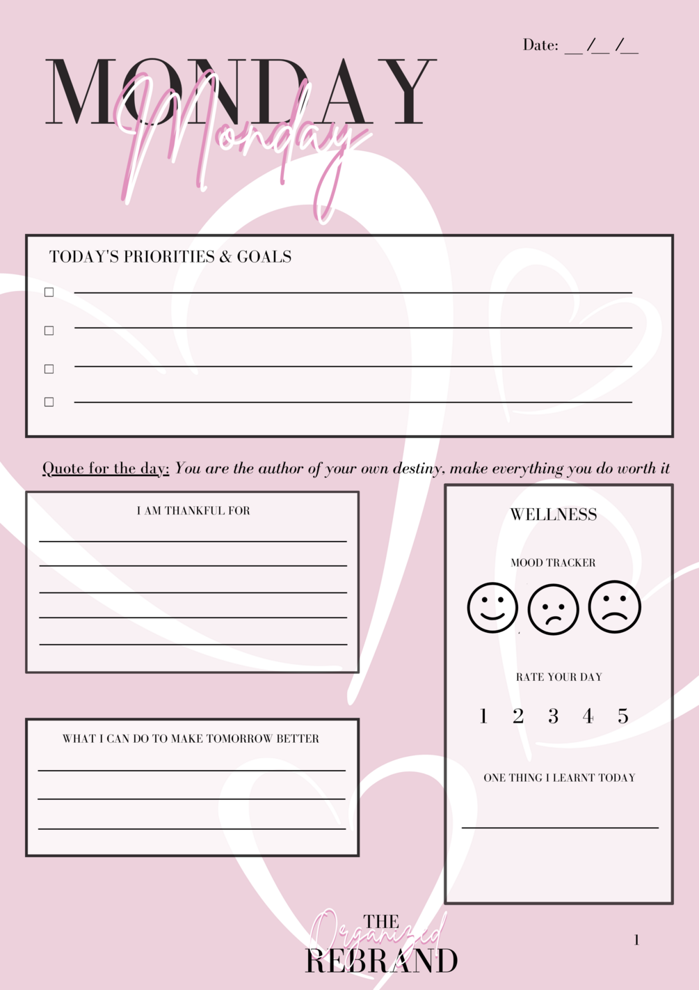 Day of the week Digital Planner bundle