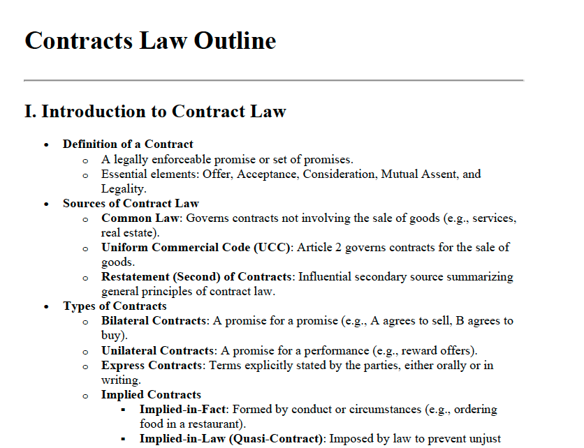 Contracts Law Outline